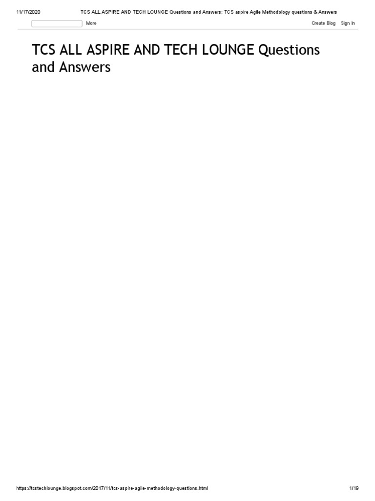 TCS ALL ASPIRE AND TECH LOUNGE Questions and Answers - TCS Aspire Agile ... TCS ALL ASPIRE AND TECH LOUNGE Questions and Answers - TCS Aspire Agile ...