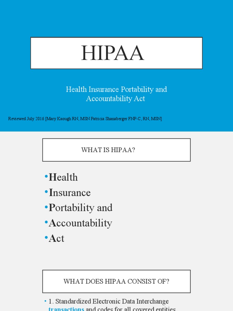 Understanding the Health Insurance Portability and Accountability Act ...
