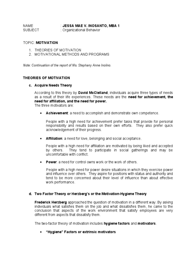 Lecture Notes - Motivation Theories, Methods & Programs | PDF ... Lecture Notes - Motivation Theories, Methods & Programs | PDF ...