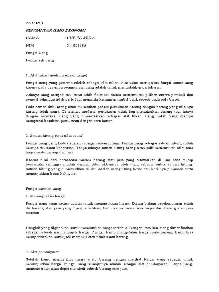 Tugas 3 Pengantar Ilmu Ekonomi | PDF