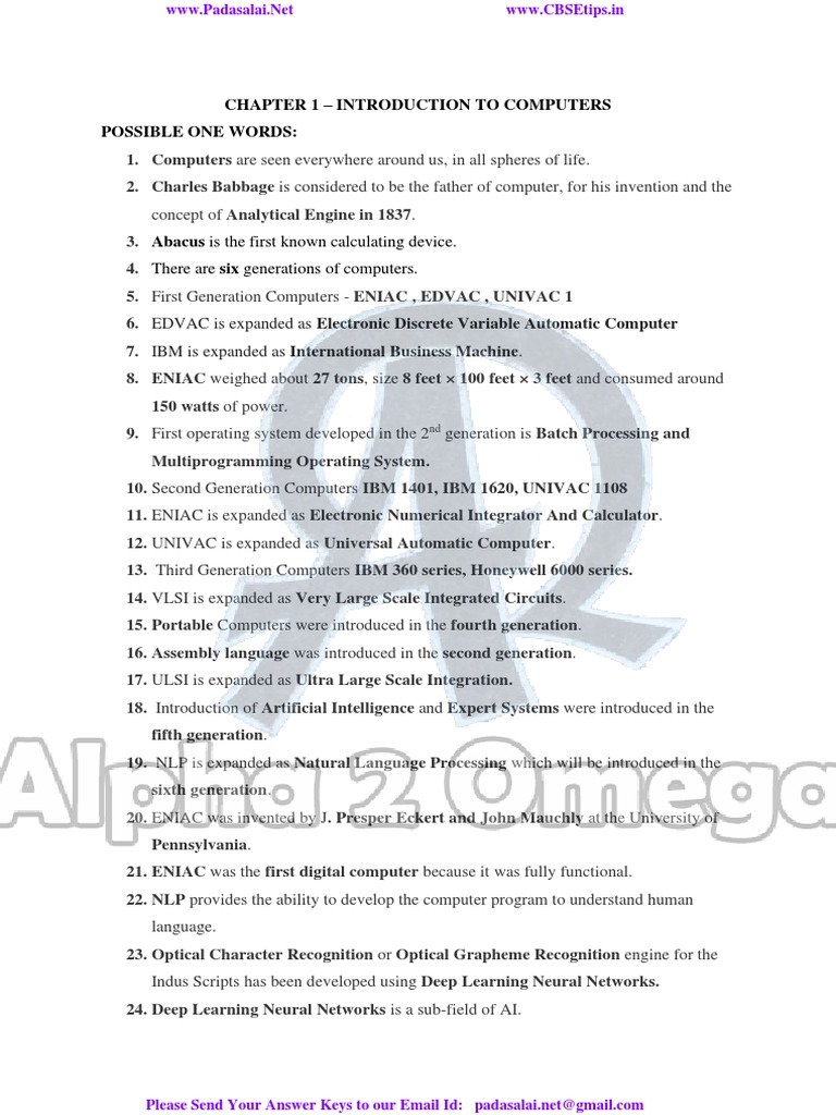 27-11th Computer Applications - Chapter 1 Study Materials - English ...