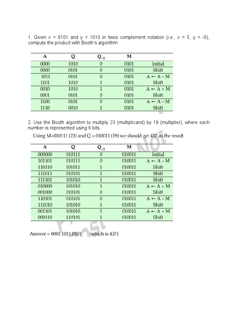Booths Multiplication Examples | PDF