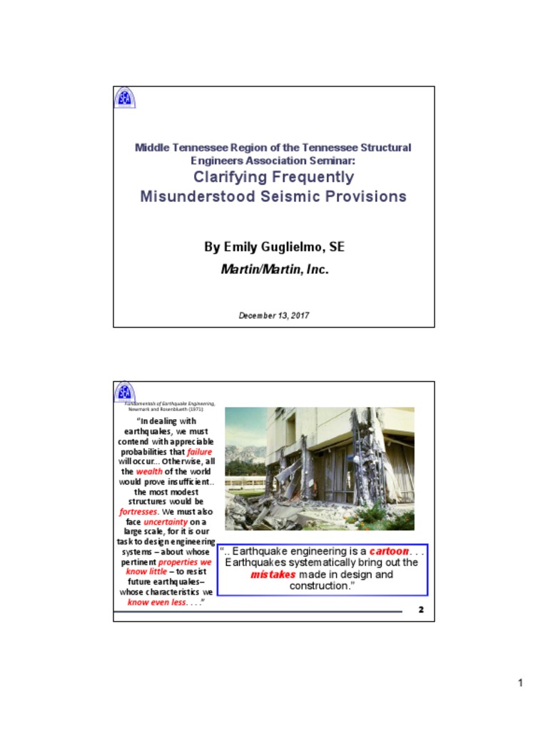 2017-12-13 TNSEA Seismic Emily Guglielmo | PDF | Earthquake Engineering ...