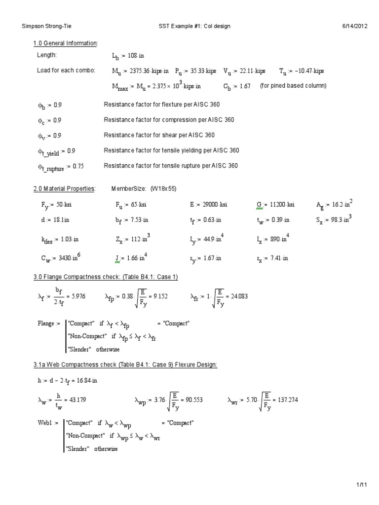 Simpson SMF Column Design | PDF | Applied And Interdisciplinary Physics ...