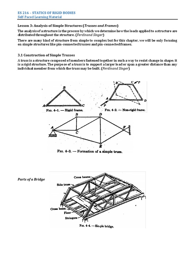 Analysis of Loads in Simple Structures: Determining Reactions, Internal ...