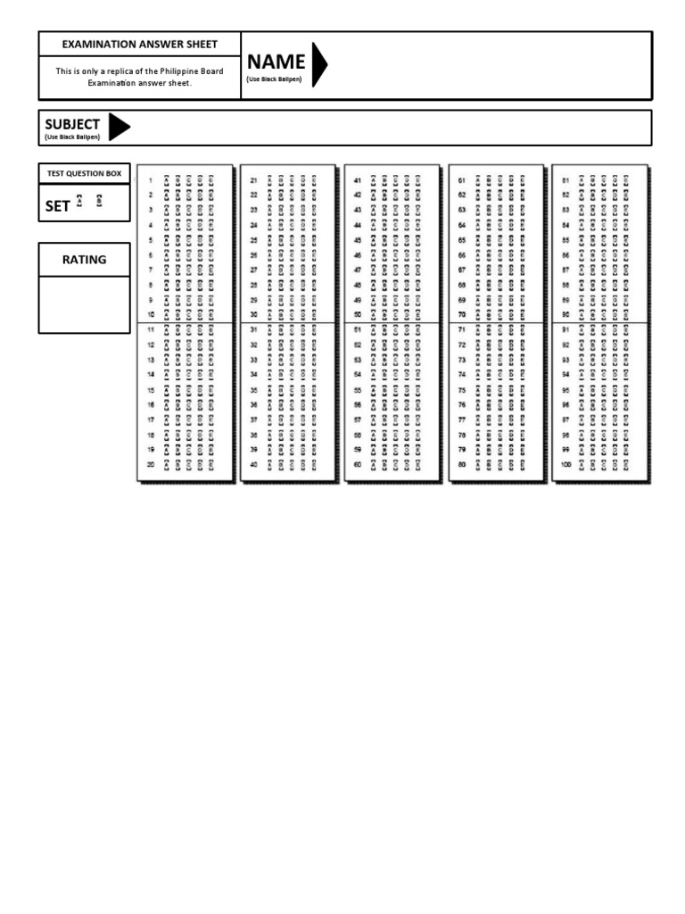 Subject: Examination Answer Sheet | PDF