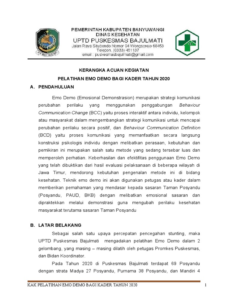 Pelatihan Emo Demo Kader Posyandu 2020 | PDF