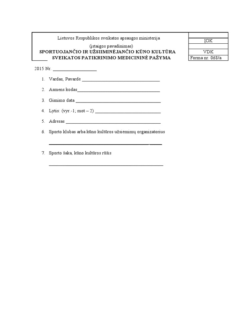 068a Sveikatos Pazyma | PDF