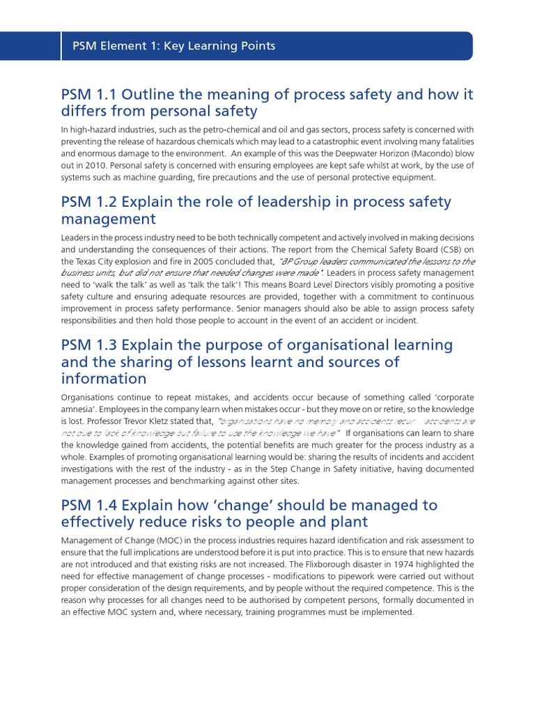 PSM Element 1 Key Learning Points | PDF | Competence (Human Resources ...