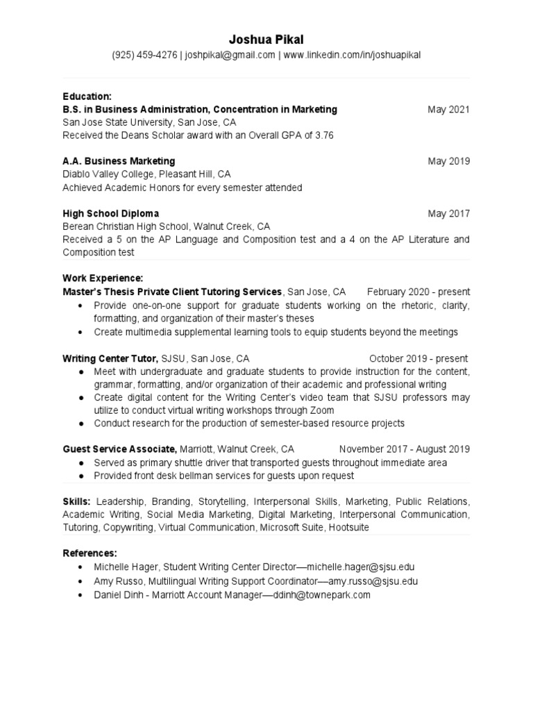 HCL Resume Joshua Pikal | PDF