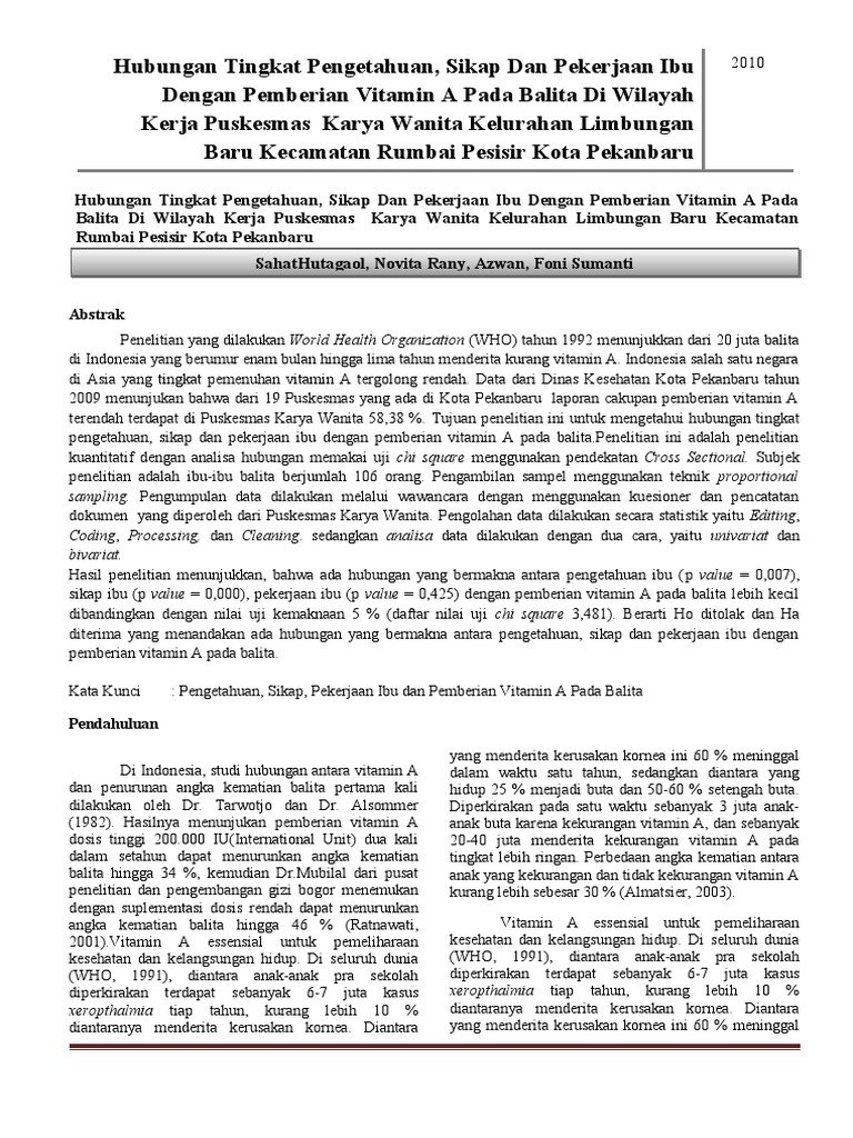 Jurnal Pemberian Vit A Pdf
