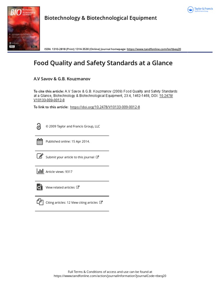 Food Quality and Safety Standards at A Glance PDF | PDF | Food Safety ...