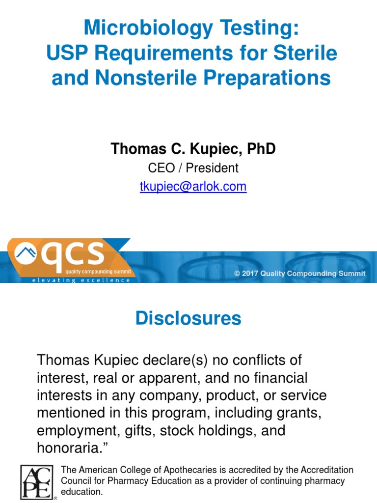 Microbiology Testing: USP Requirements For Sterile and Nonsterile ...