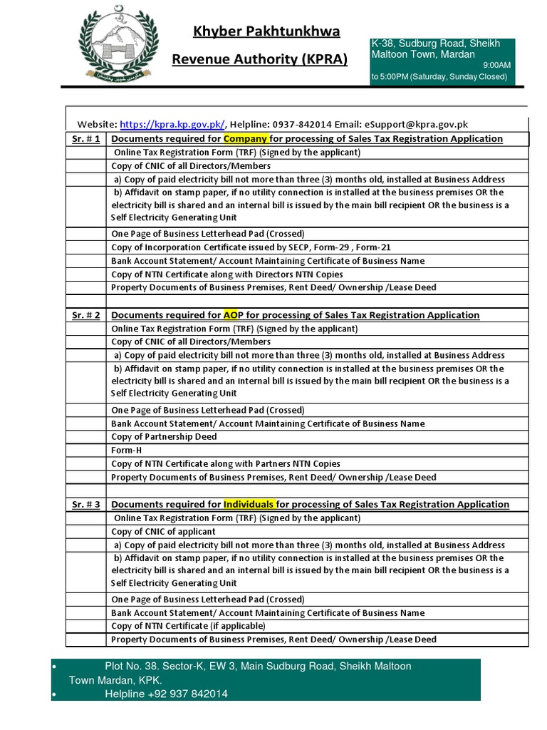 Revenue Authority (KPRA) : Khyber Pakhtunkhwa | PDF | Deed | Payments