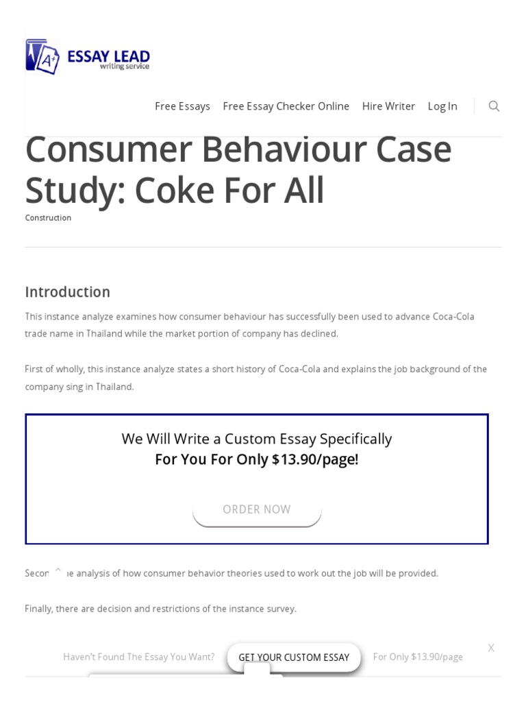 Consumer Behaviour Case Study - Coke For All Free Essay | PDF | Coca Cola | Behavior