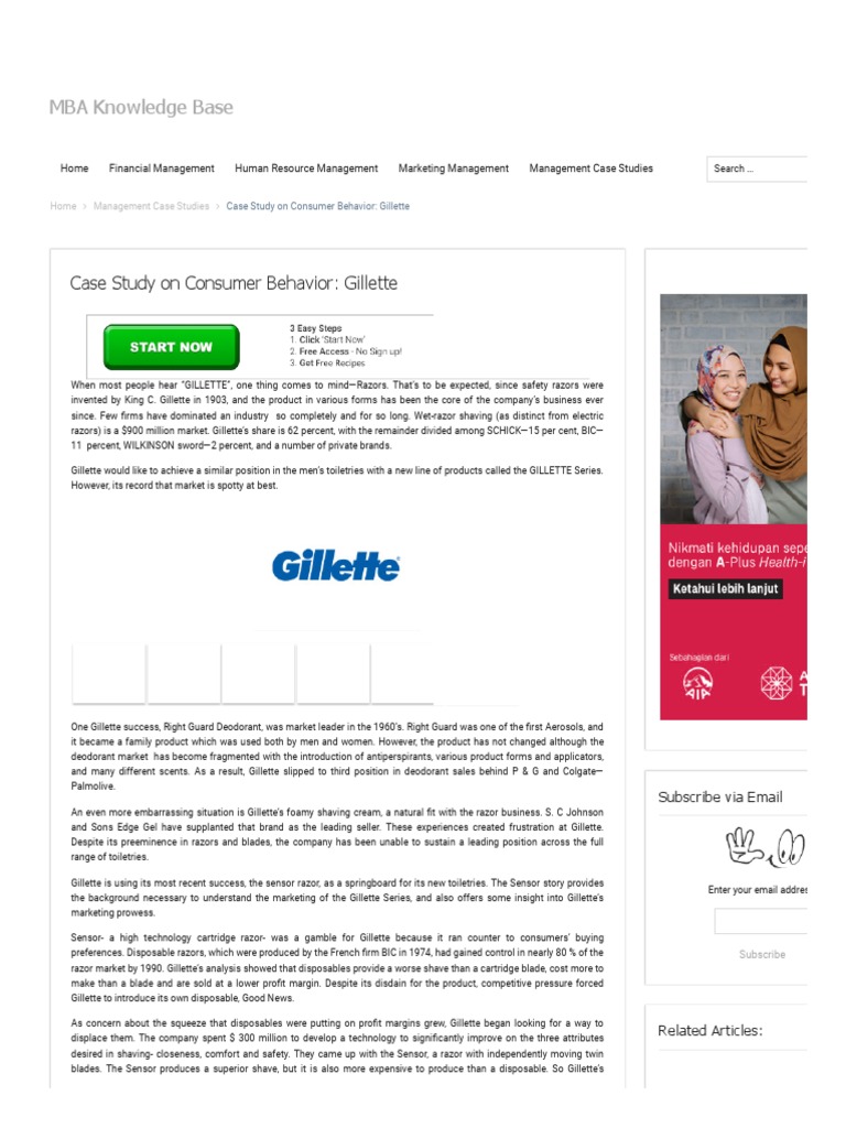 Gillette Consumer Behavior Case Study | PDF | Razor | Shaving