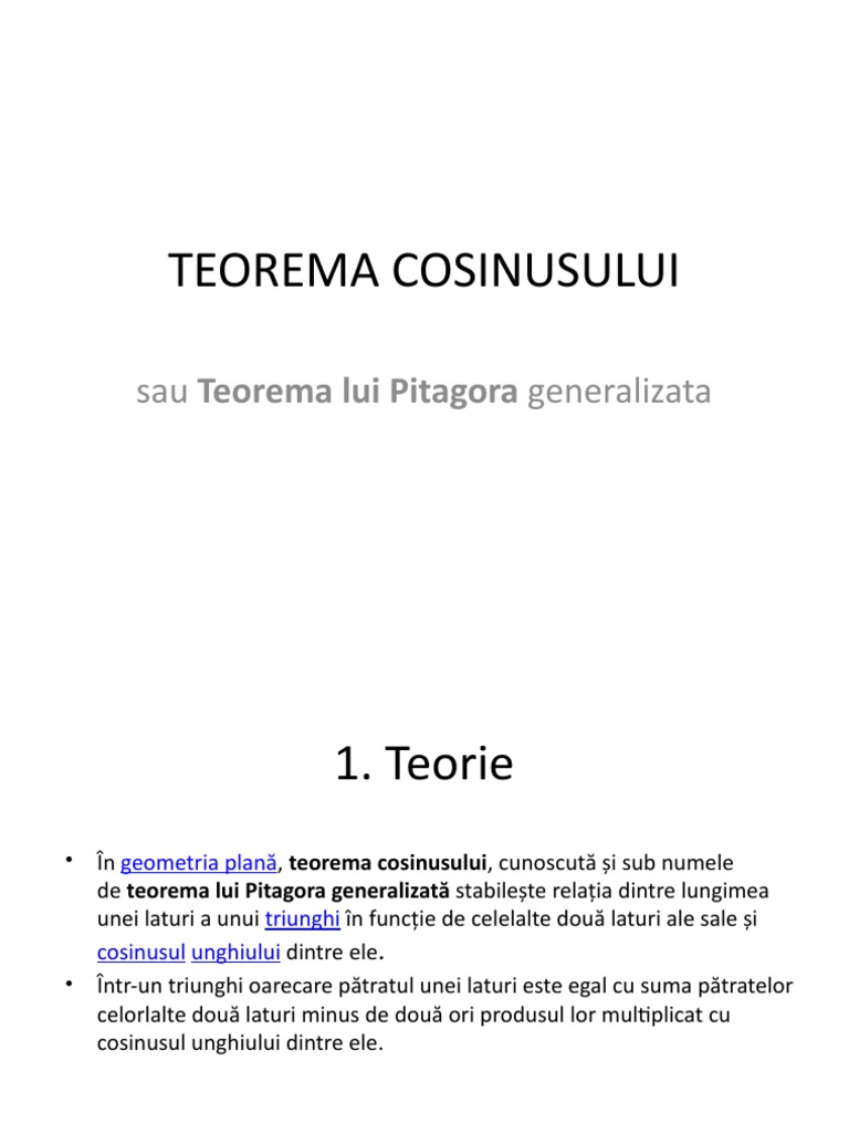 Teorema Cosinusului | PDF