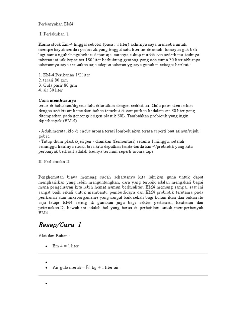 Cara Memperbanyak EM4 di Rumah | PDF