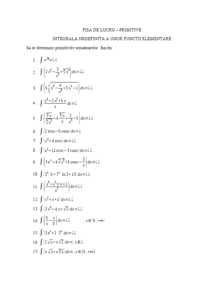 2.FISA DE LUCRU-Integrale Nedefinite - Formule Directe+proprietati - EU ...