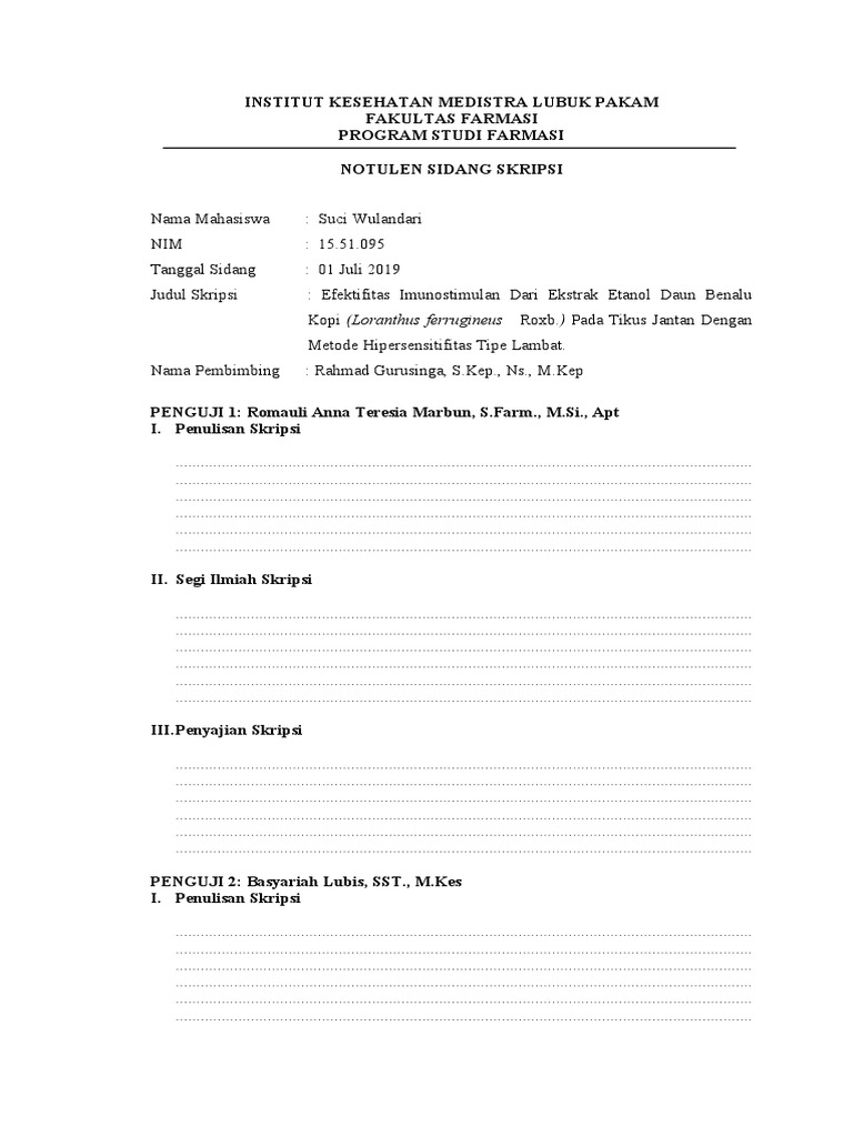 Notulen Sidang Skripsi | PDF