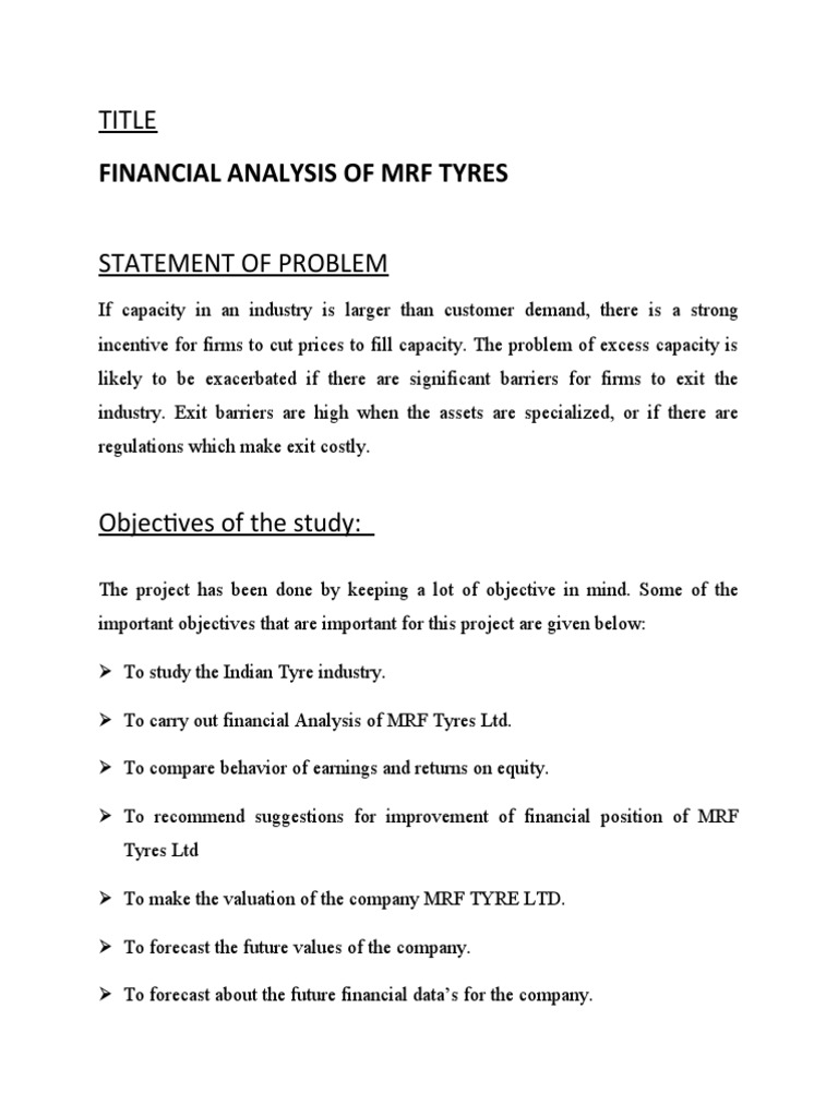 An In-Depth Financial Analysis and Industry Overview of MRF Tyres Ltd. | PDF | Valuation ...