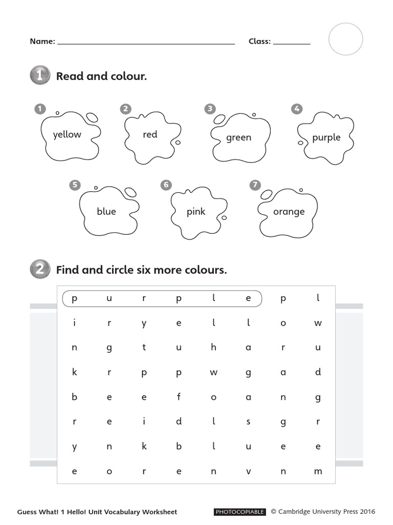 Read and Colour.: Yellow Red Green Purple | PDF