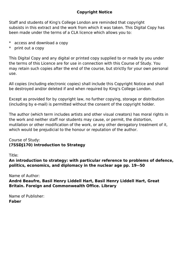 BEAUFRE Introduction To Strategy | PDF | Deterrence Theory | Crime ...