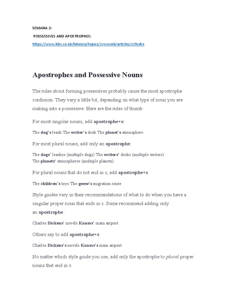 Possessives and Apostrphe | PDF | Plural | Pronoun