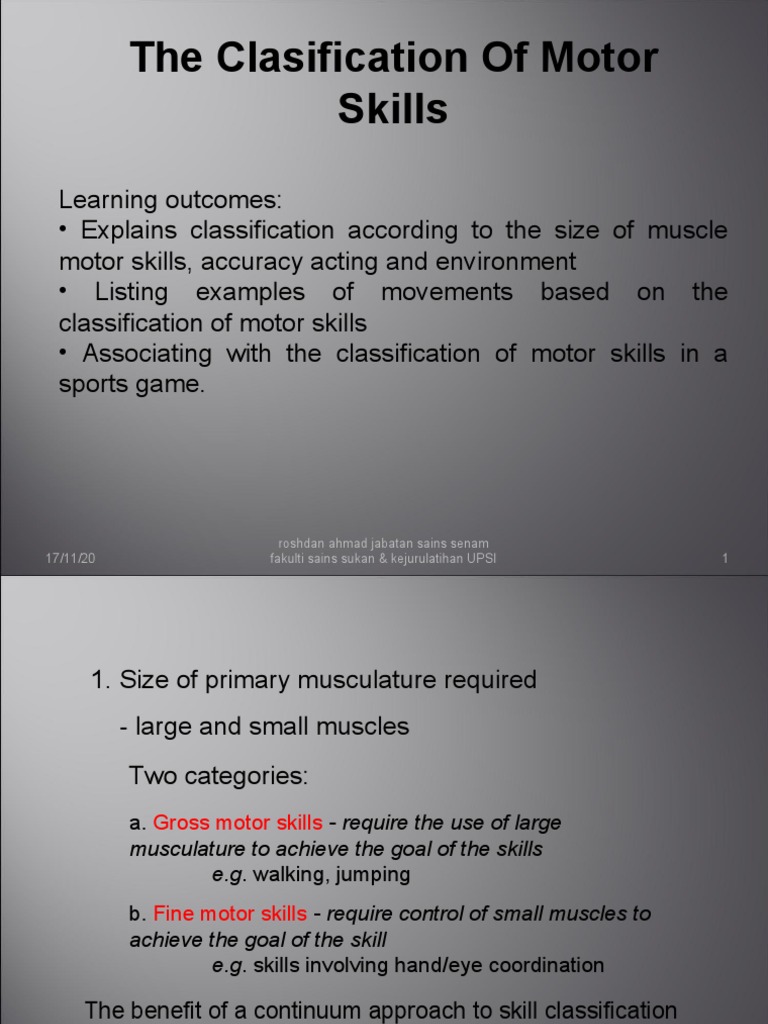 Motor Skills Classification Guide | PDF | Dance Science | Behavior ...