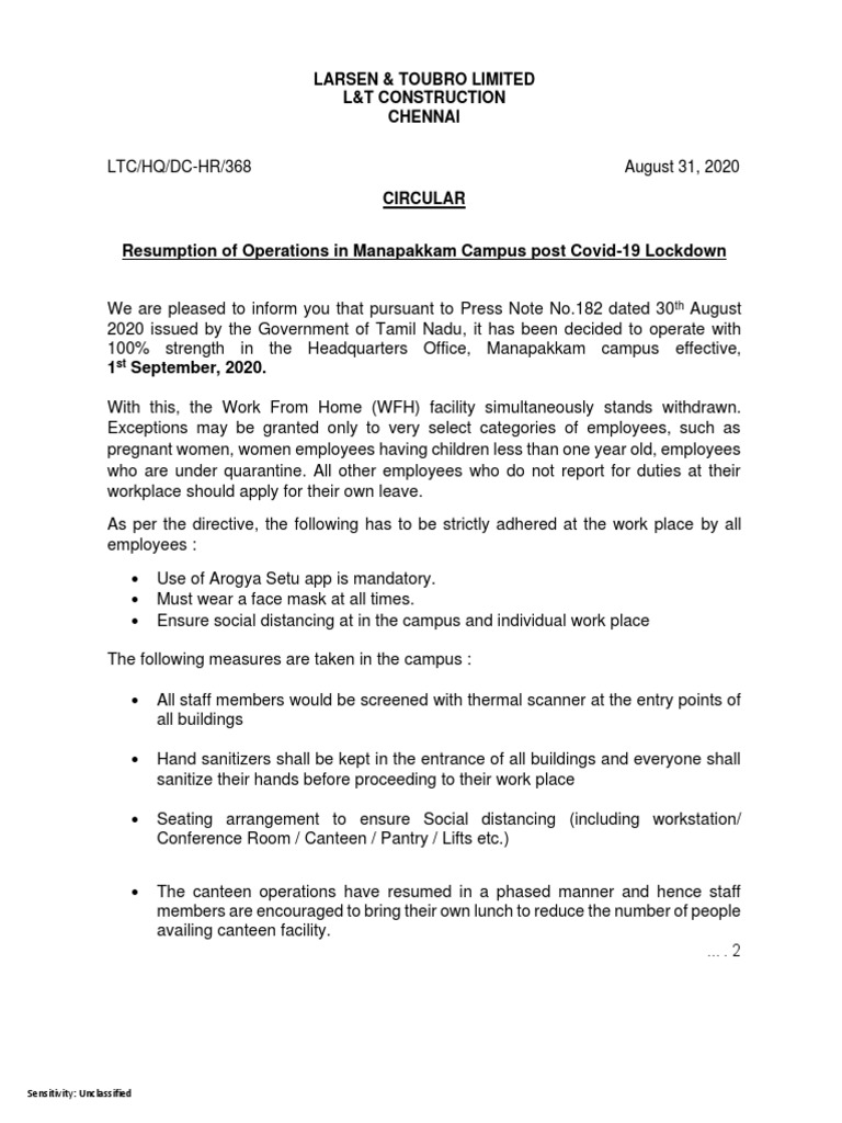 368 - Resumption of Operations - 1st Sep 2020-11967 | PDF | Public ...