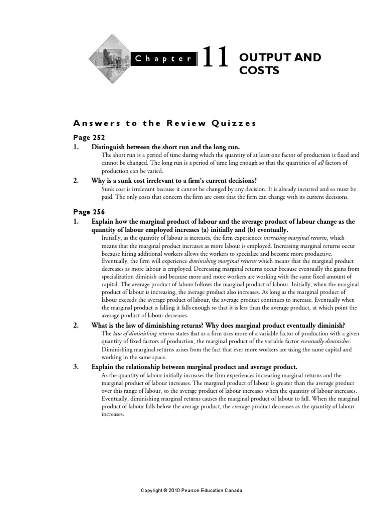 Park - 7e - SM - ch11 - Output and Costs PDF | PDF