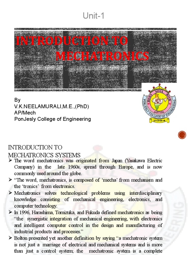 Introduction To Mechatronics: Unit-1 | PDF | Mechatronics | Data Acquisition