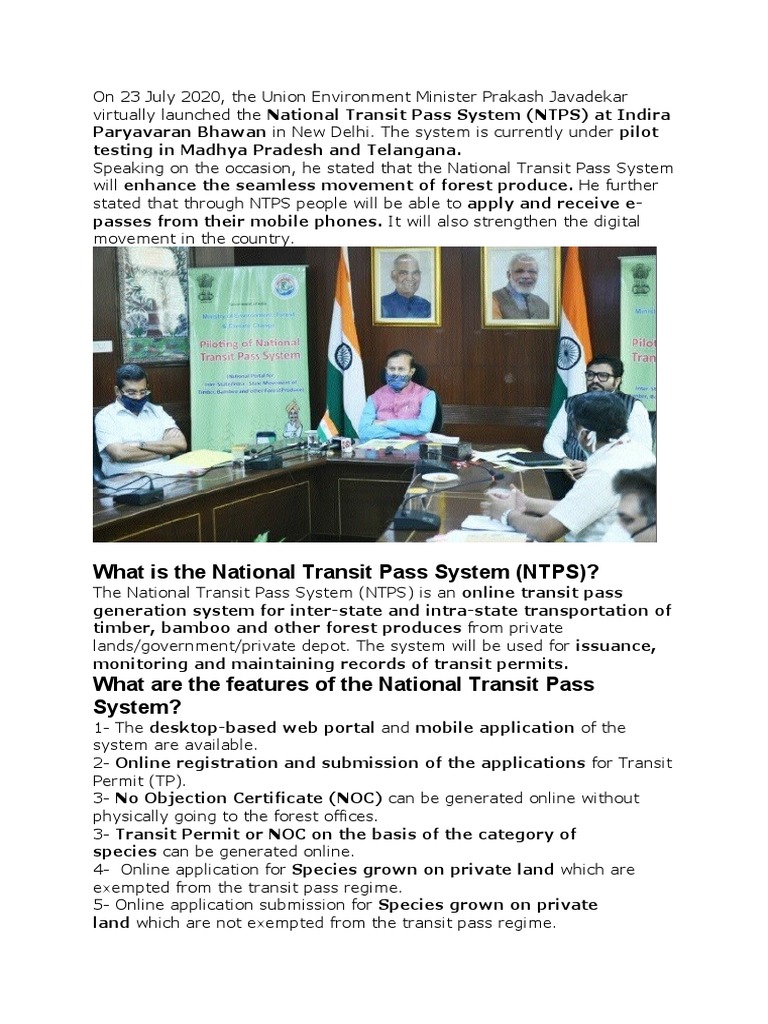 What Is The National Transit Pass System (NTPS) ? | PDF