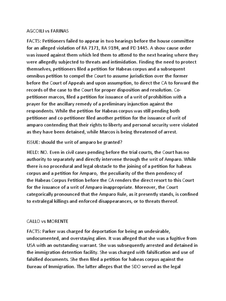 Human Rights Case Digest | Download Free PDF | Habeas Corpus | Writ