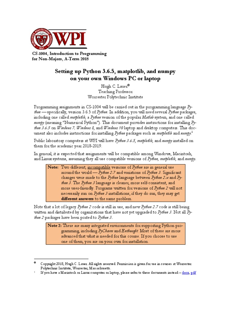 Setting Up Python 3.6.5, Matplotlib, and Numpy On Your Own Windows PC ... Setting Up Python 3.6.5, Matplotlib, and Numpy On Your Own Windows PC ...