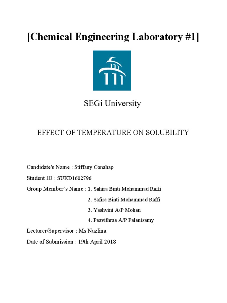 Effect of Temperature On Solubility | PDF | Solubility | Solution