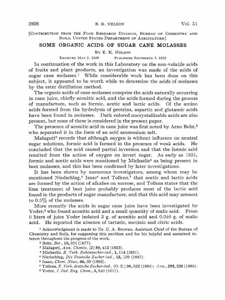 Analysis of Organic Acids Present in Sugar Cane Molasses Through Ester ...