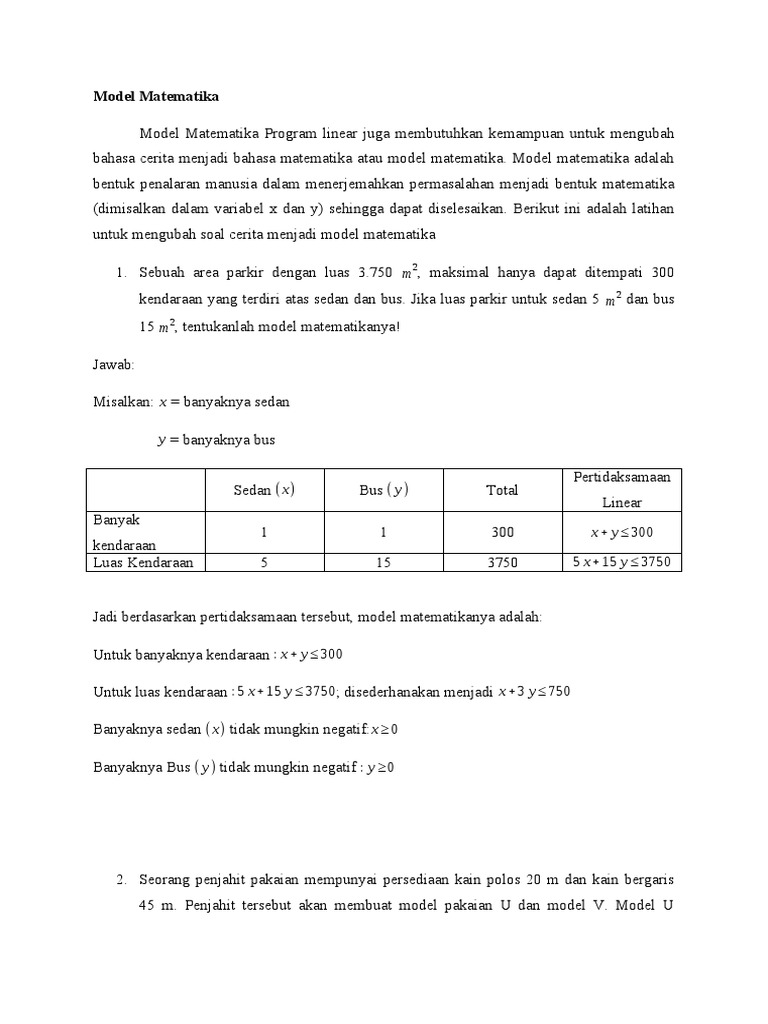 Bahan Ajar Model Matematika | PDF