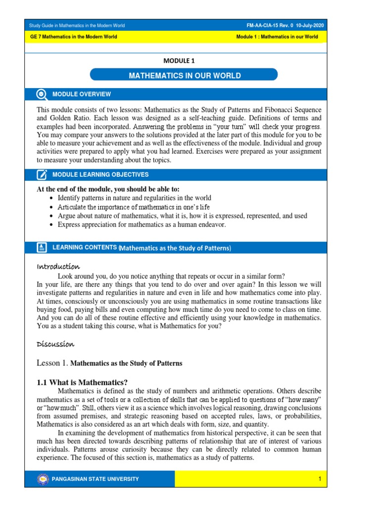 MMWModule - Chapter1 PDF | PDF | Pattern | Area