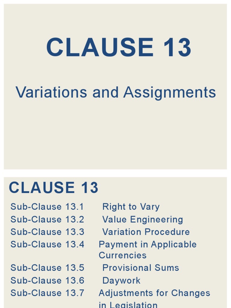 Clause 13: Variations and Assignments | PDF | General Contractor ...