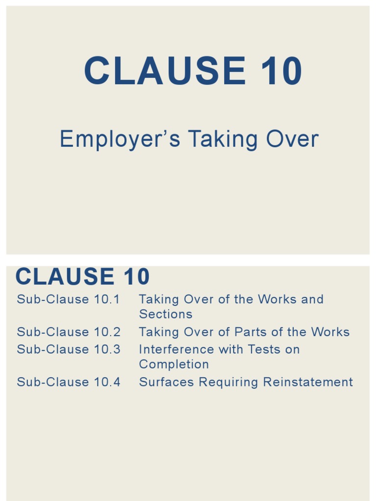 Clause 10: Employer's Taking Over | PDF | Damages | General Contractor