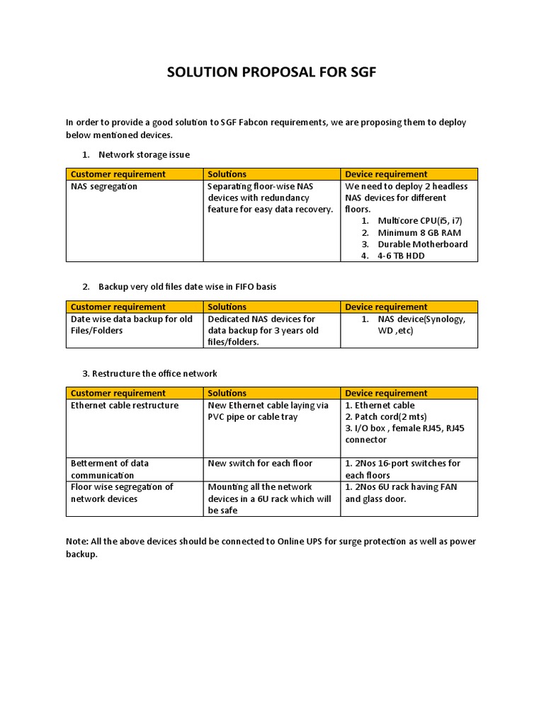 SGF Fabcon Network Solution Proposal | PDF