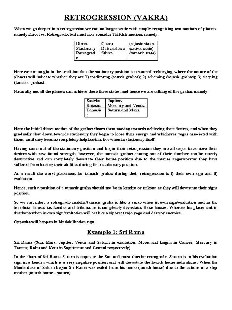 Retrogression (Vakra) : Example 1: Sri Rama | Download Free PDF ...