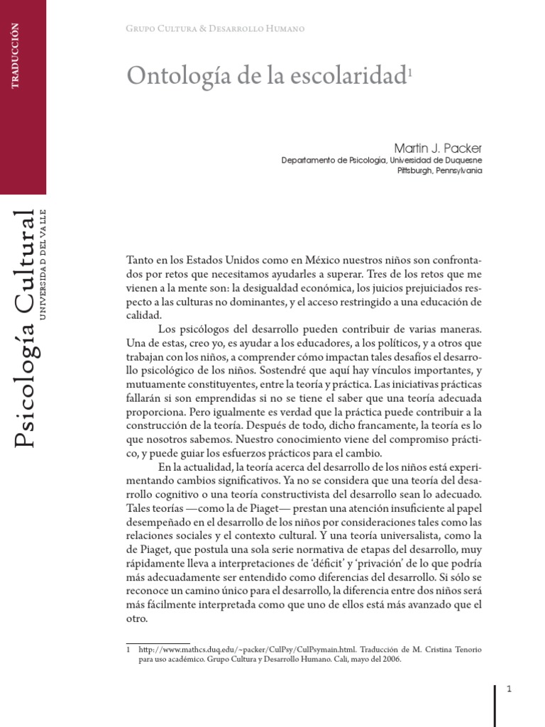 Ontologia de La Escolaridad PDF | PDF | Salud y bienestar