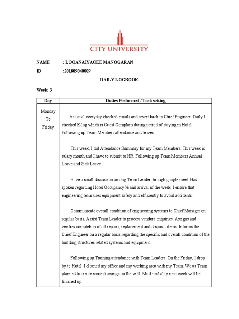 Log Book Week 3 | PDF