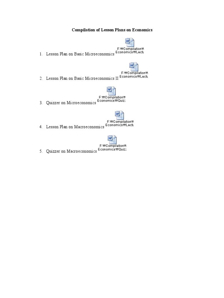 Lesson Plan On Basic Microeconomics | PDF