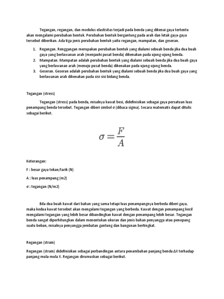 Tegangan, Regangan, Dan Modul Elastisitas | PDF | Metode & Bahan Ajar | Sains & Matematika
