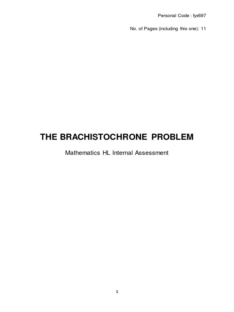 The Brachistochrone Problem: Mathematics HL Internal Assessment ...