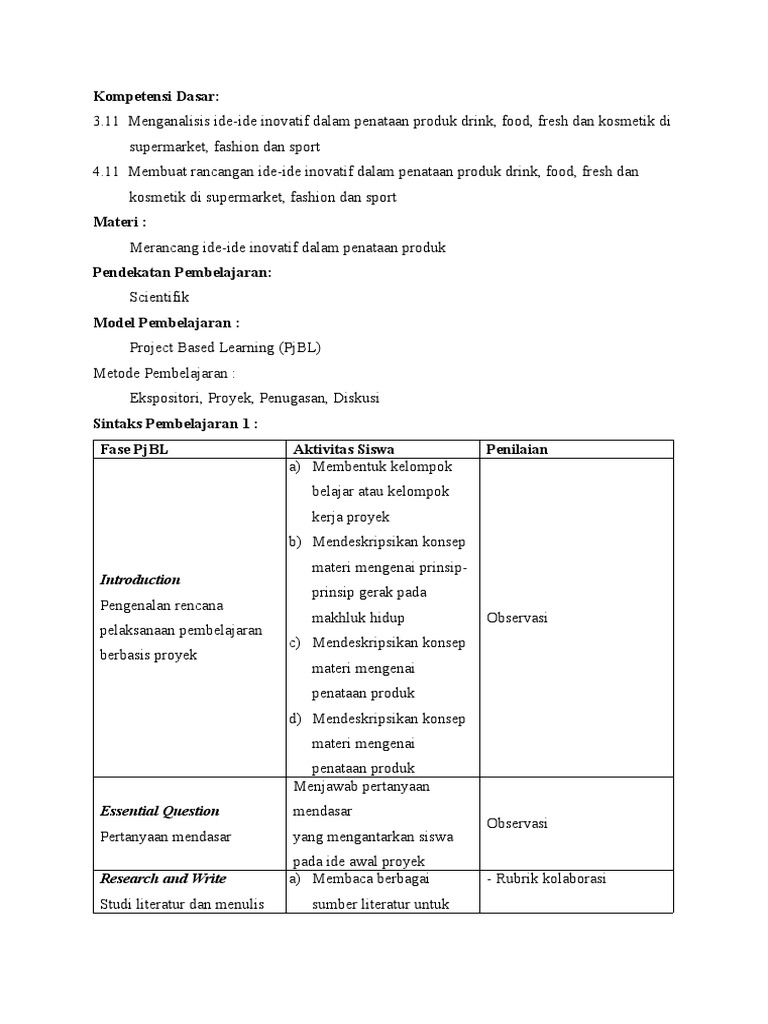 Sintaks PJBL | PDF