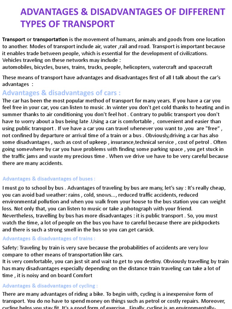 An Analysis of the Advantages and Disadvantages of Different Modes of ...